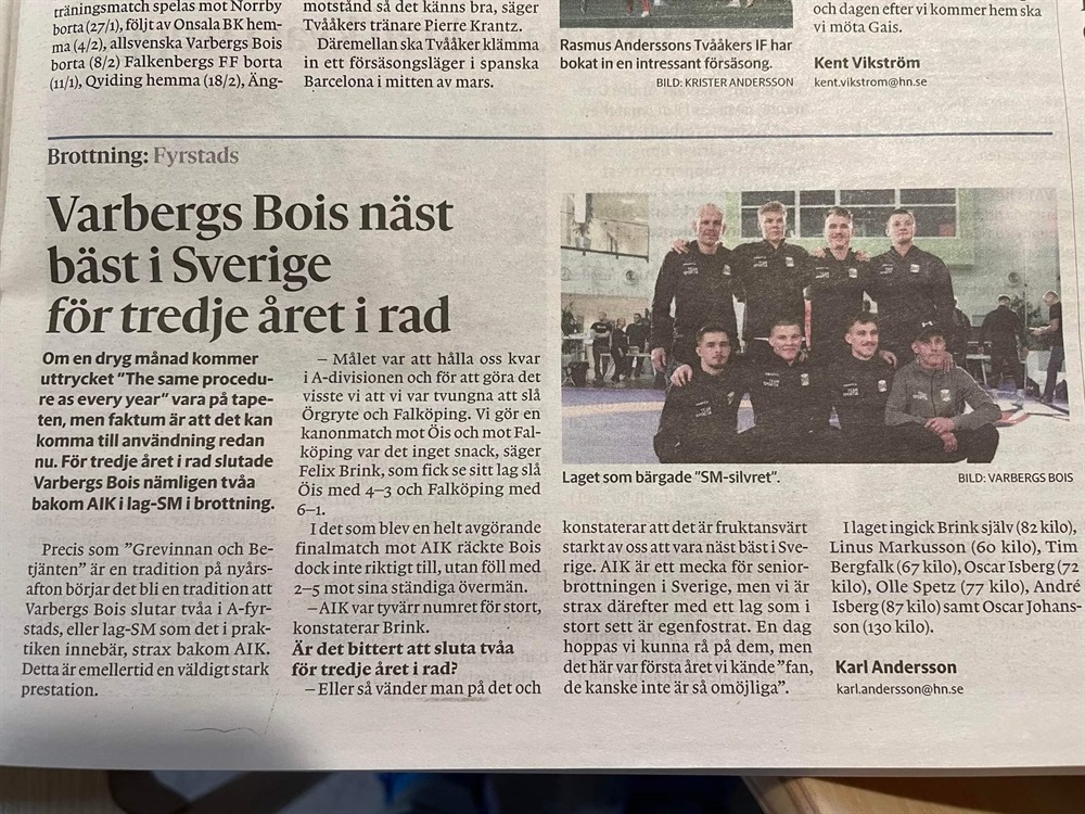 Tidningsartiklar om Fyrstads / Varbergs BOIS BK